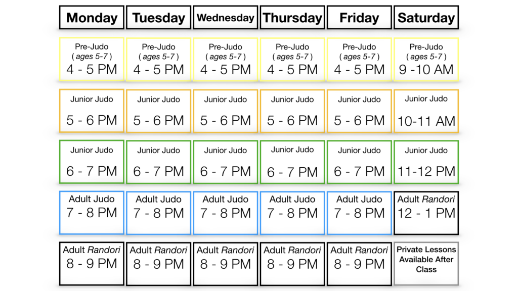 Schedule – Tamayo's Judo